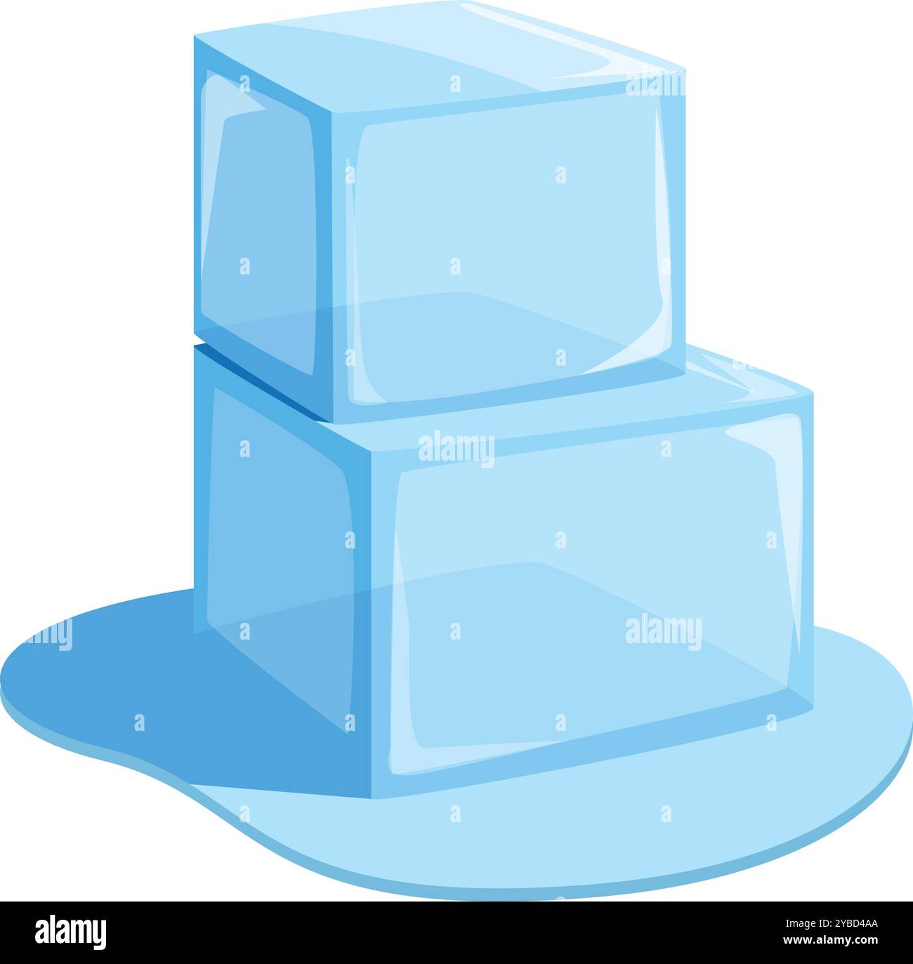 Two cartoon style ice cubes are melting, leaving a puddle of water Stock Vector Image & Art - Alamy