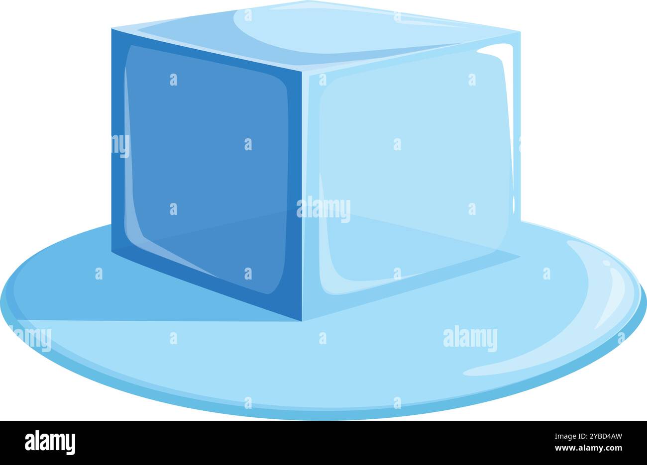 Blue ice cube is melting on a flat surface, leaving a puddle of water Stock Vector Image & Art ...