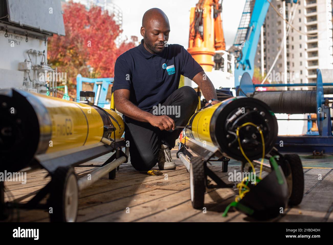 EDITORIAL USE ONLY Adeniyi Adenaya, glider engineer, works on the ...