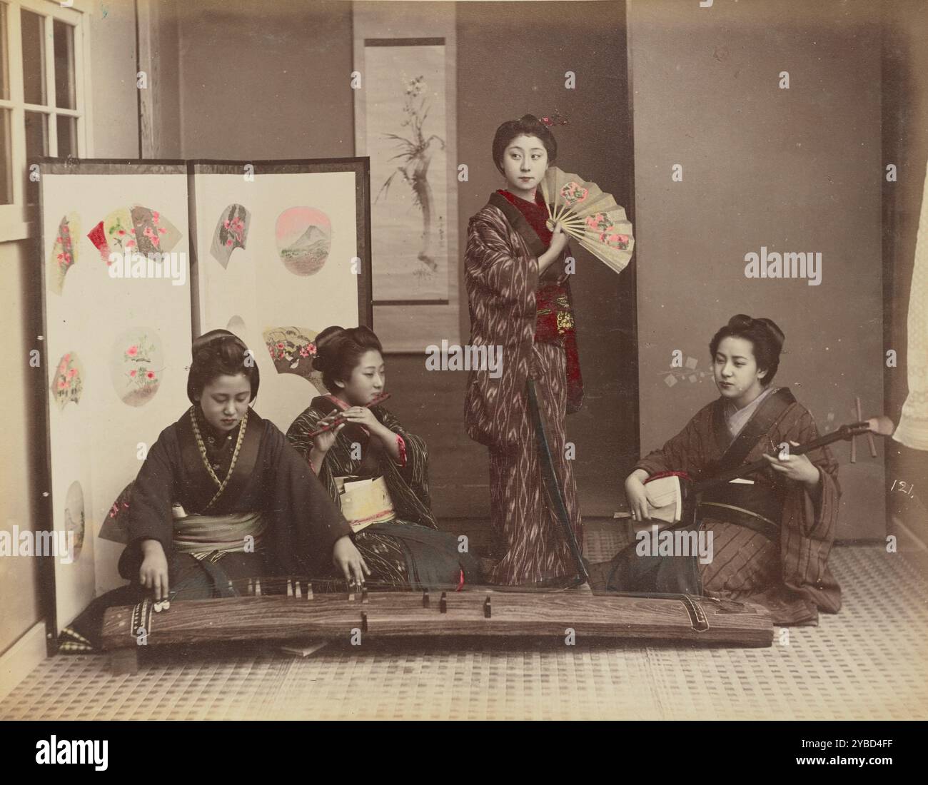 Playing with Music, 1870s-1890s. Three women seated and playing musical ...