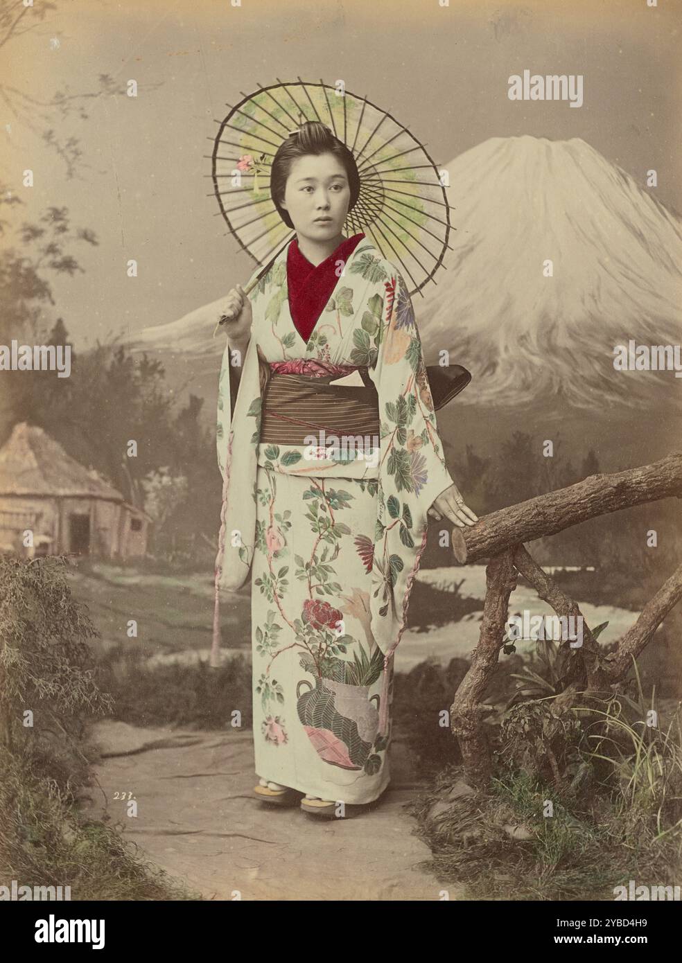 Woman with Parasol, 1880s-1890s. Full length portrait of a young woman ...