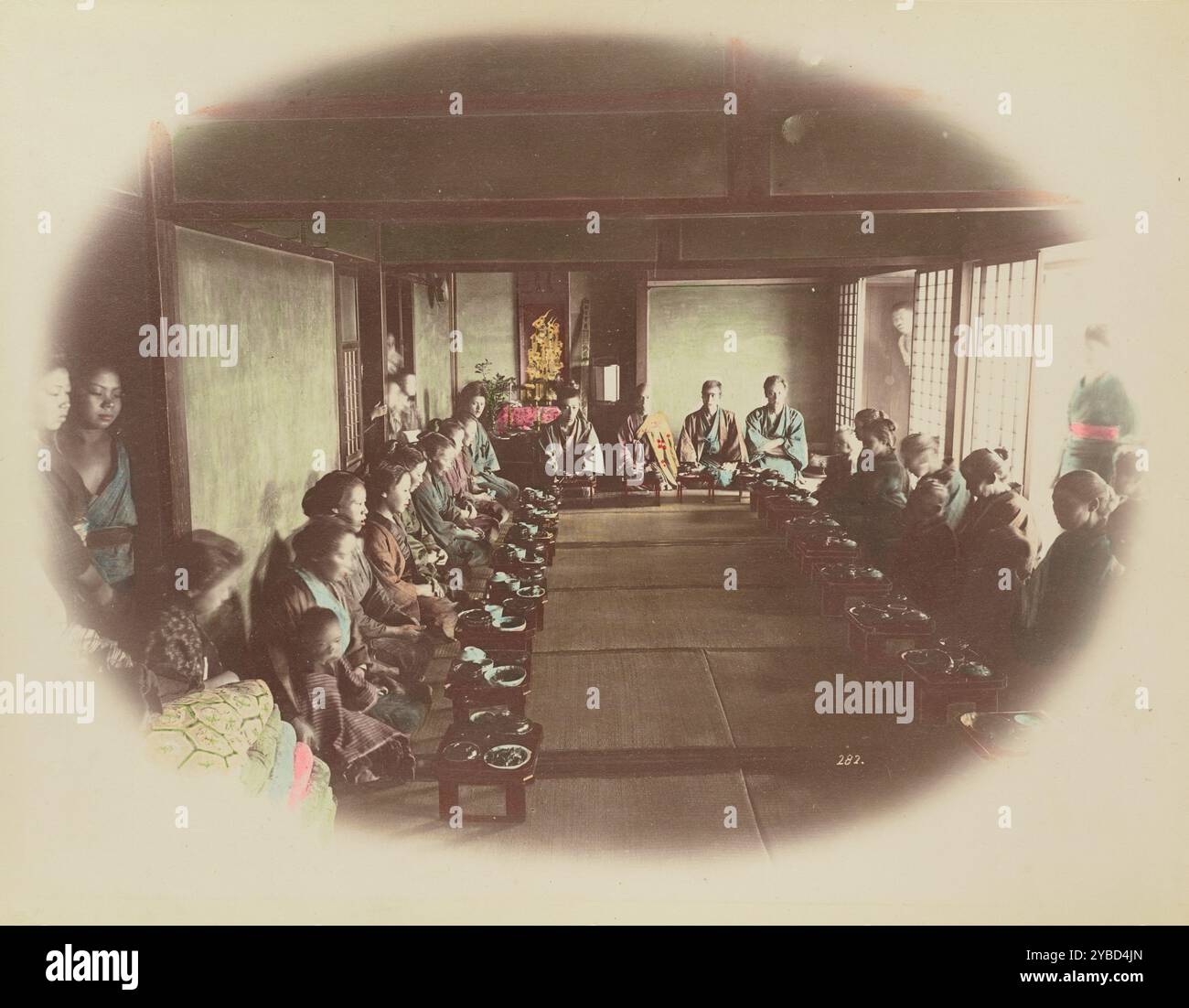 Eating at Home, 1870s-1890s. Several people arranged in a rectangle ...