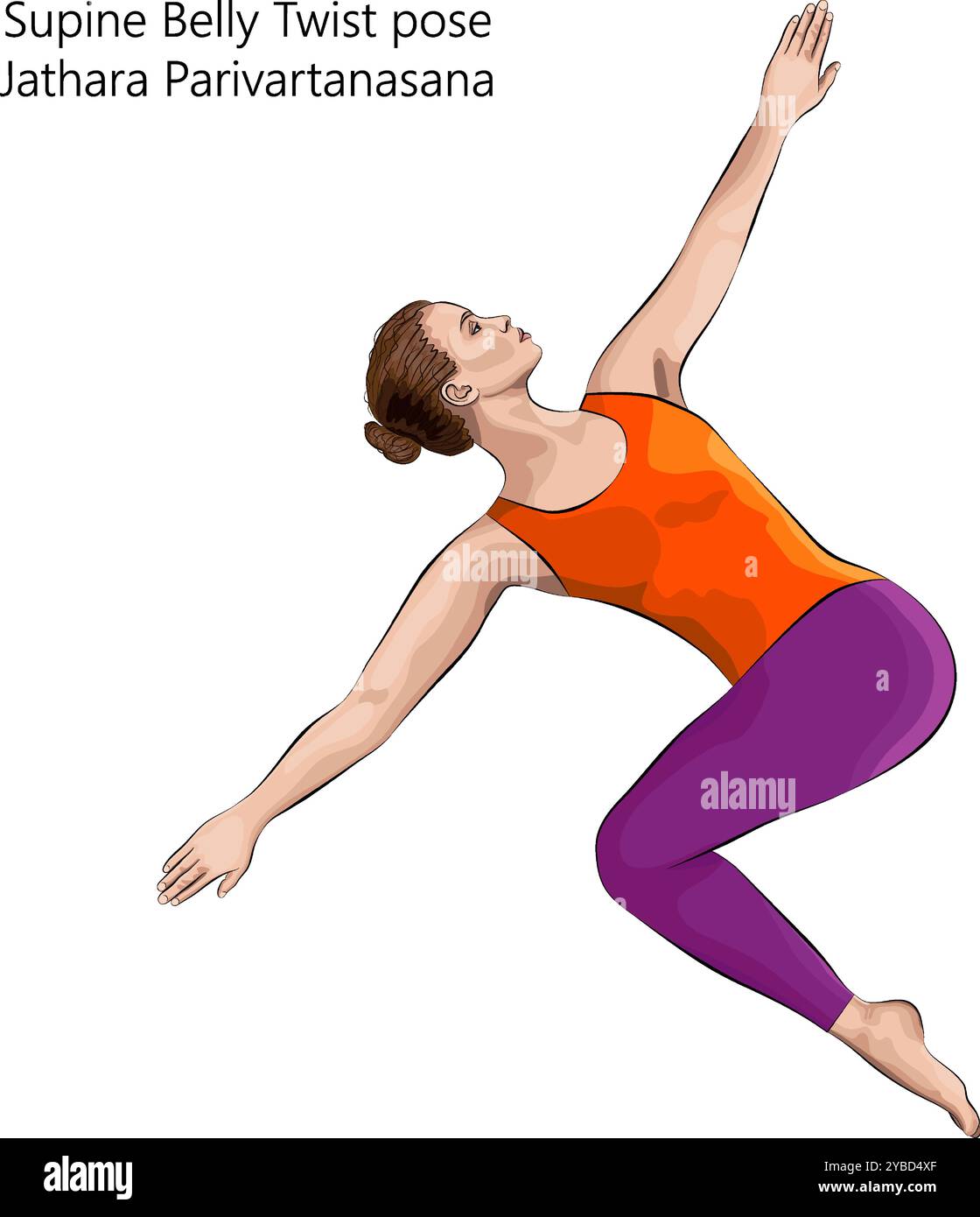 Young woman practicing yoga pose. Supine Belly Twist or Supine ...