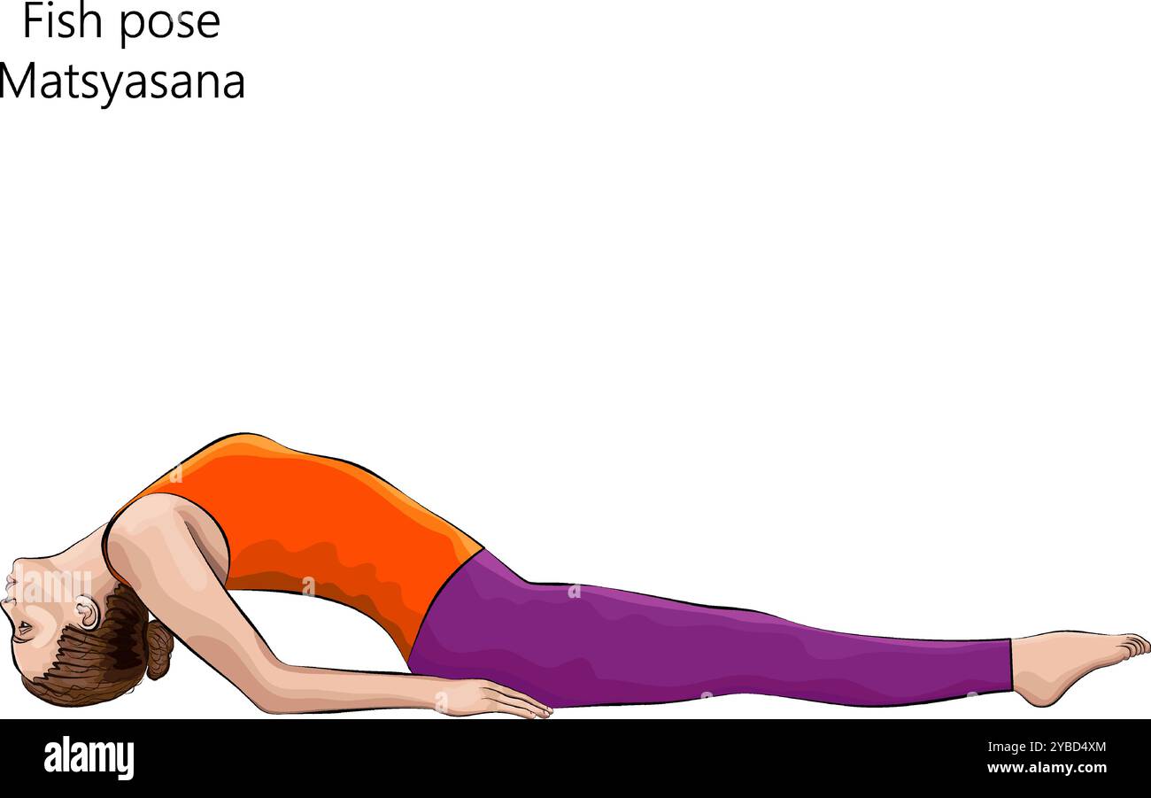 Young woman practicing yoga pose. Fish pose. Matsyasana. Isolated ...
