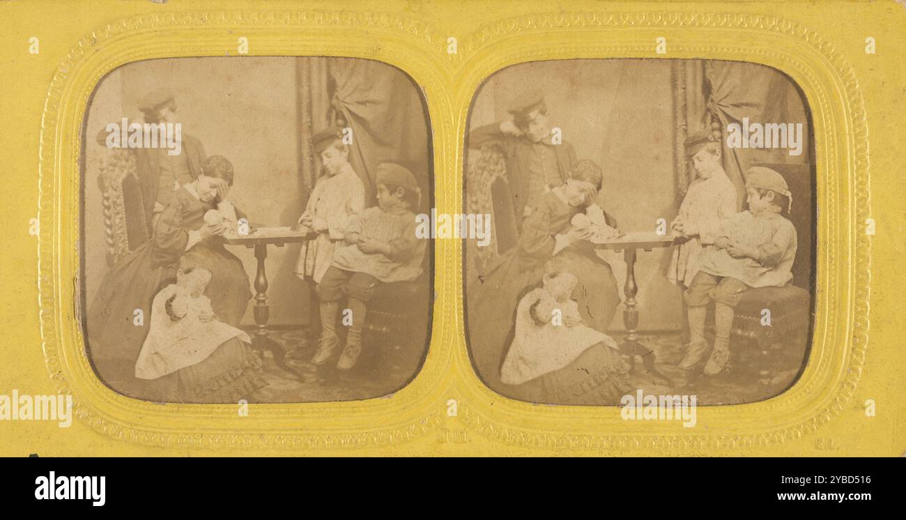 Genre scene: family in parlor, 1855-1865 Stock Photo - Alamy