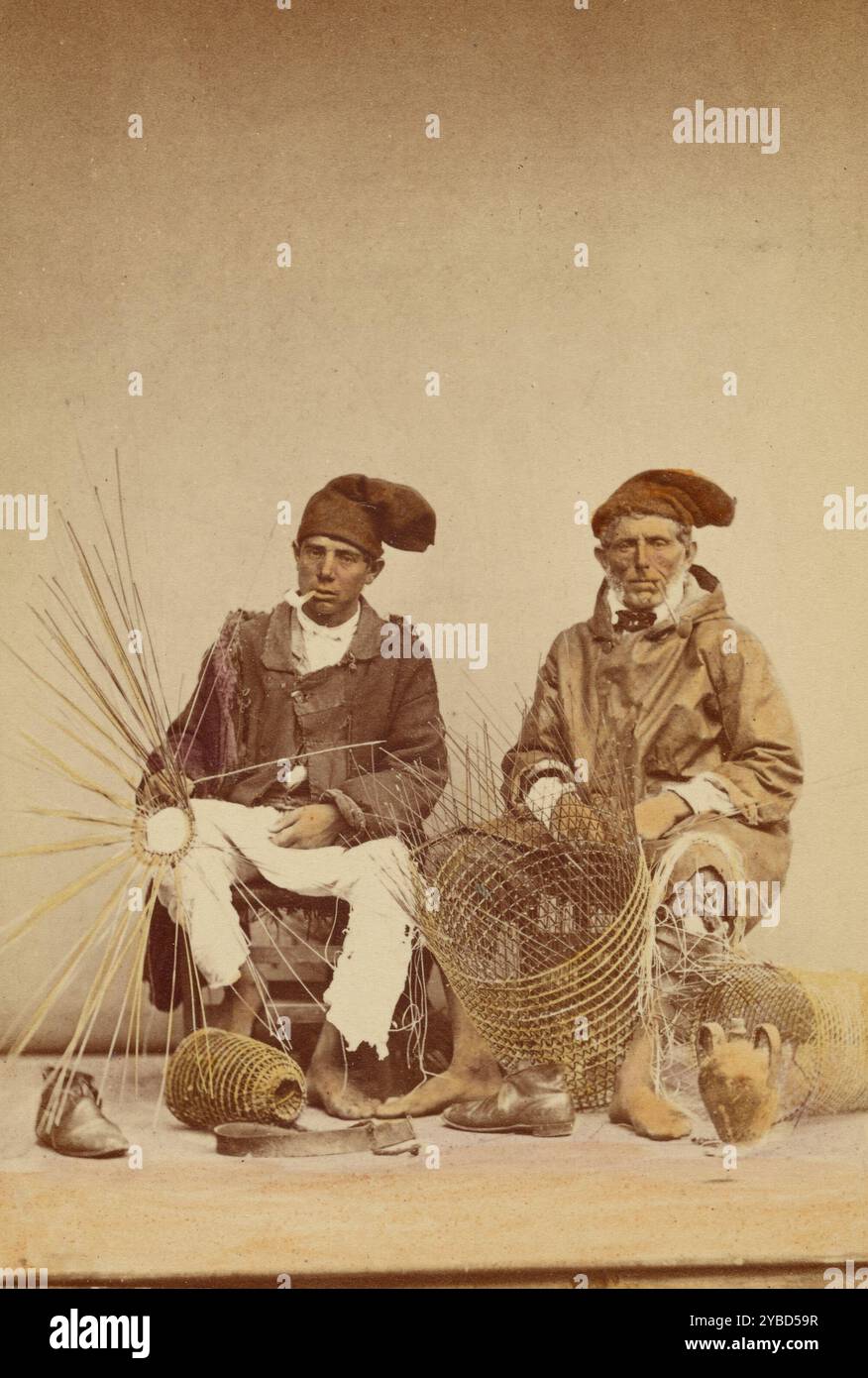 Two men making baskets, 1865-1870 Stock Photo - Alamy