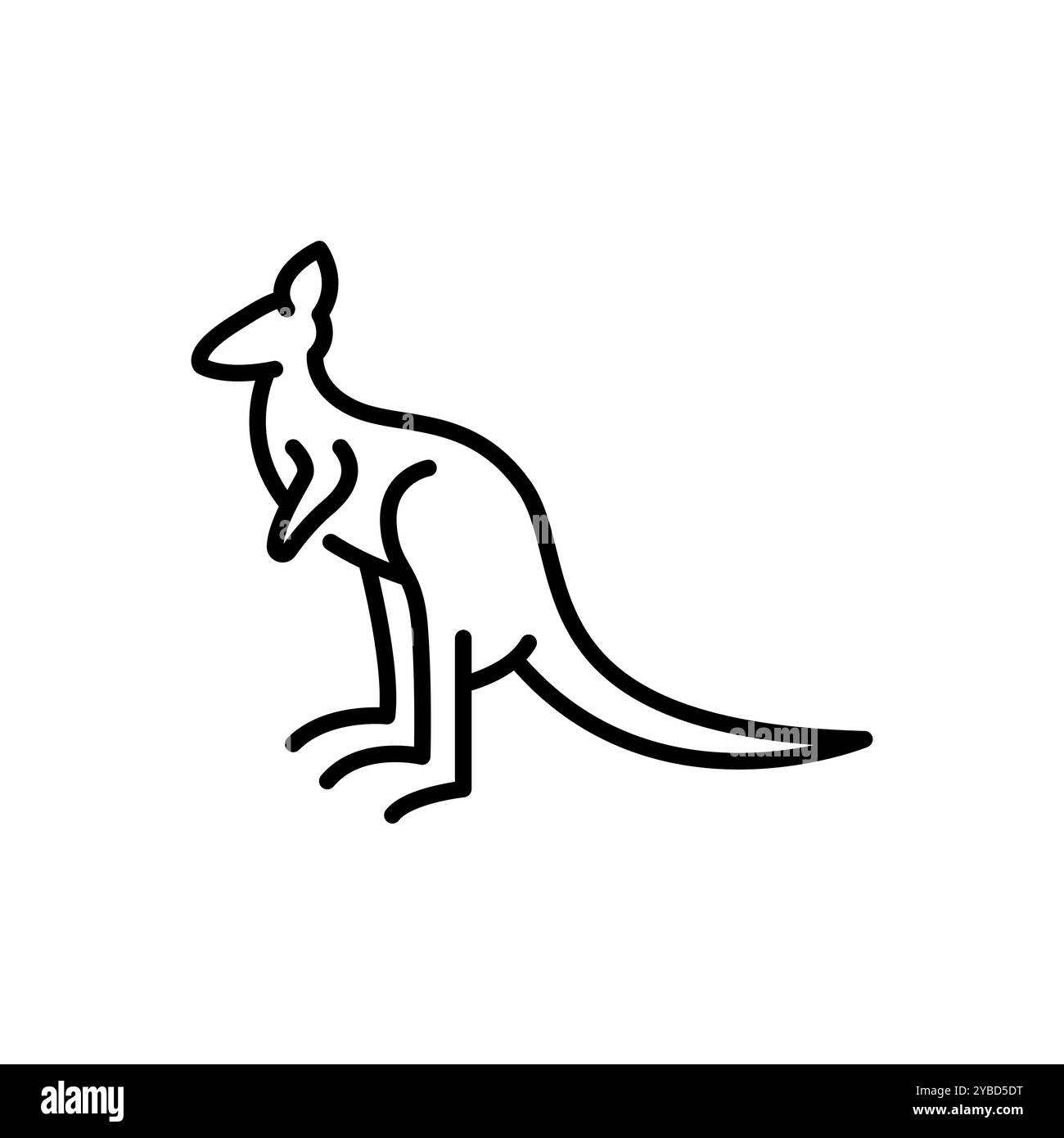 Kangaroos black line illustration. Animals of Australia. Editable ...