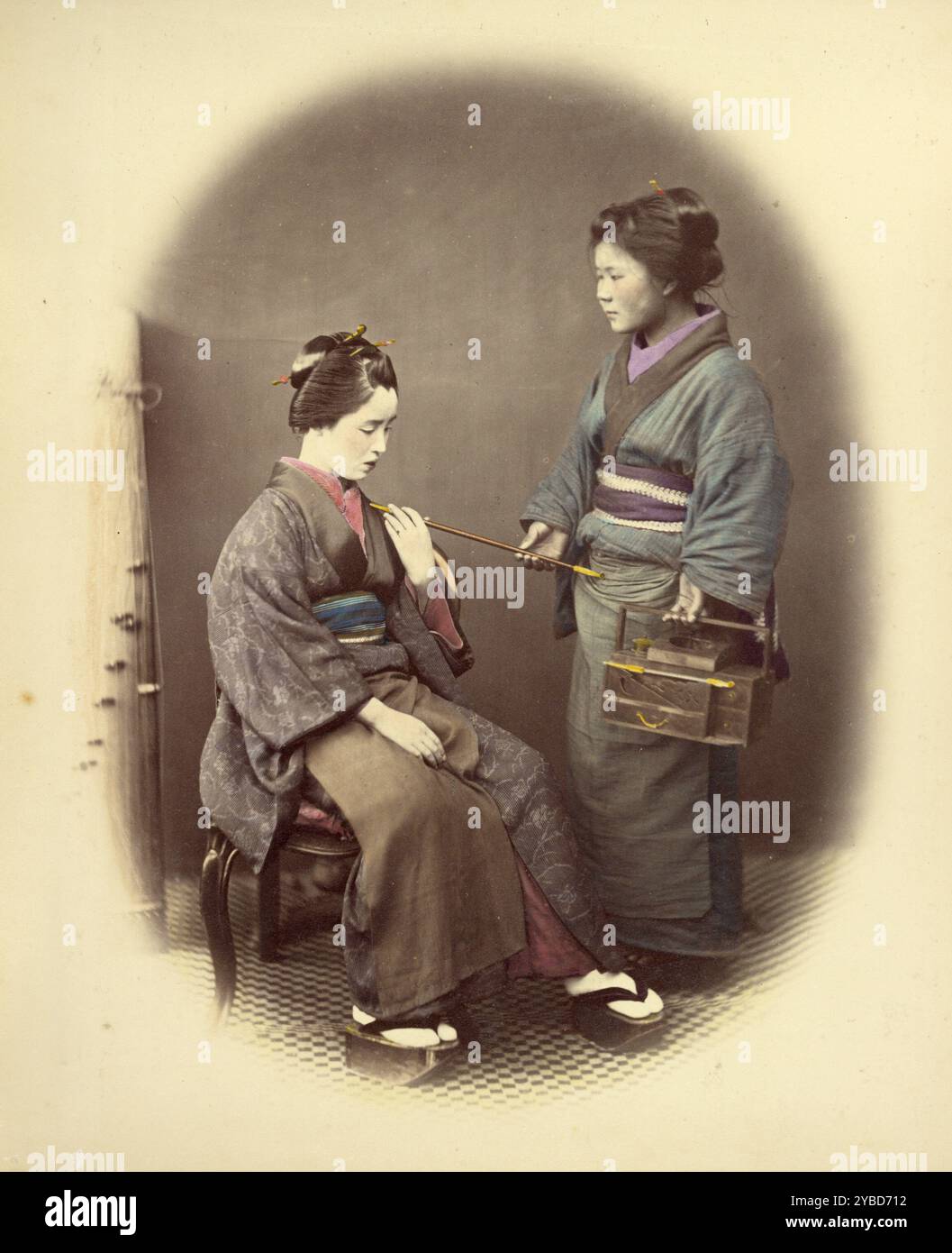 Young Lady, with Pipe, 1866-1867. Seated woman with a pipe and standing ...