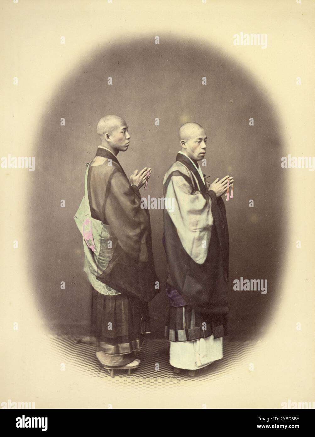 Priests or Zen Shu, 1866-1867. Full length portrait of two men Stock ...