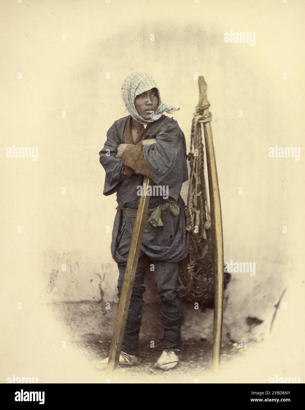 A Japanese Indentured Worker, 1866-1867. Full length portrait of a ...