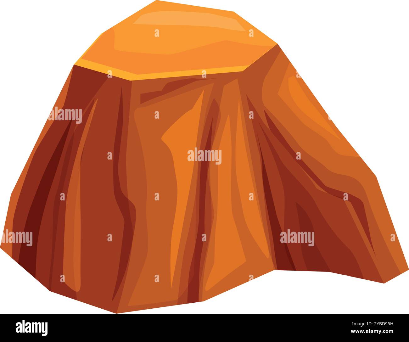 Cartoon orange rock formation with flat top standing isolated on white ...
