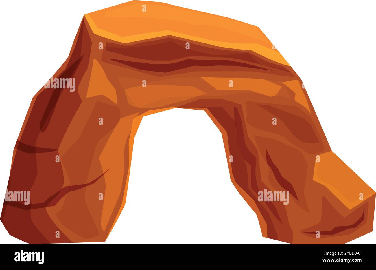 Illustration of a big natural sandstone arch forming a passage isolated ...