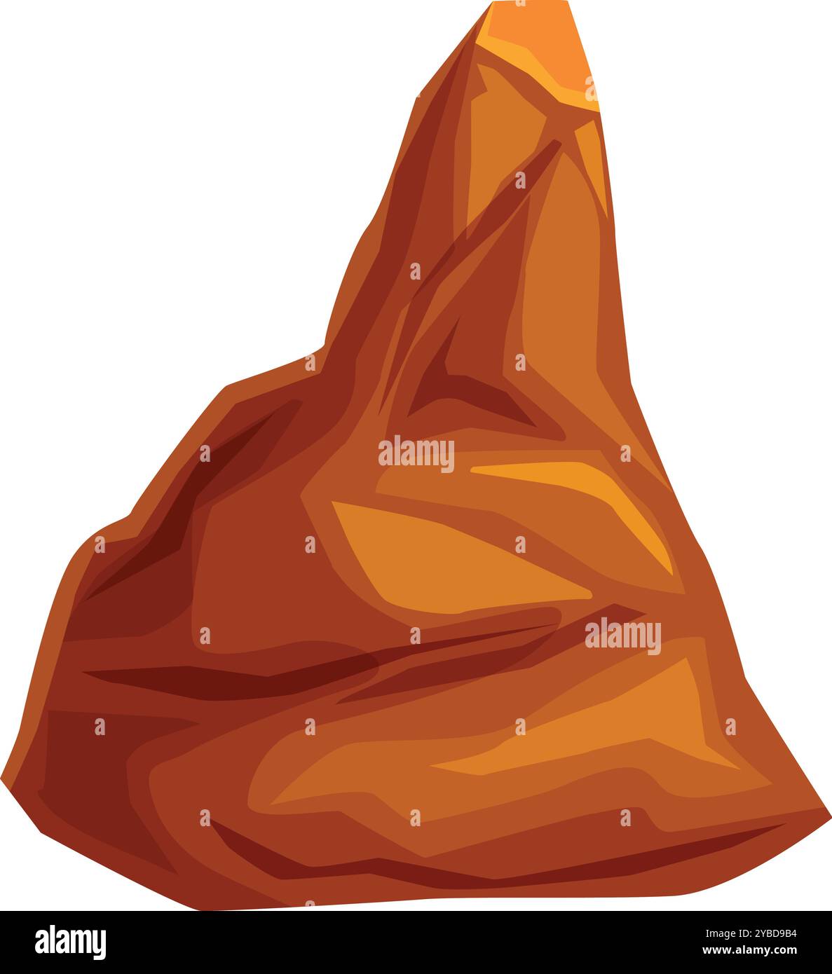 This big brown rock formation is reaching a peak on a white background ...