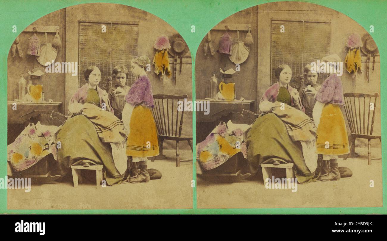 Mother seated with two daughters. From the Comic Group series., 1870s ...