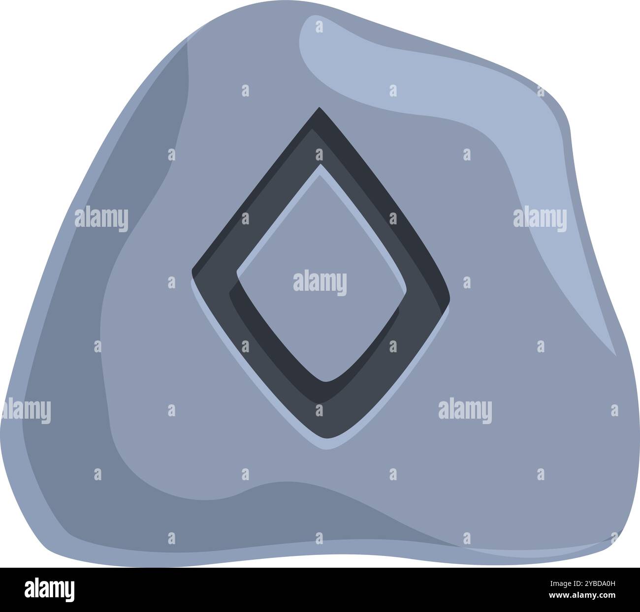 Gray rune stone with engraved square symbol for game ui design Stock ...