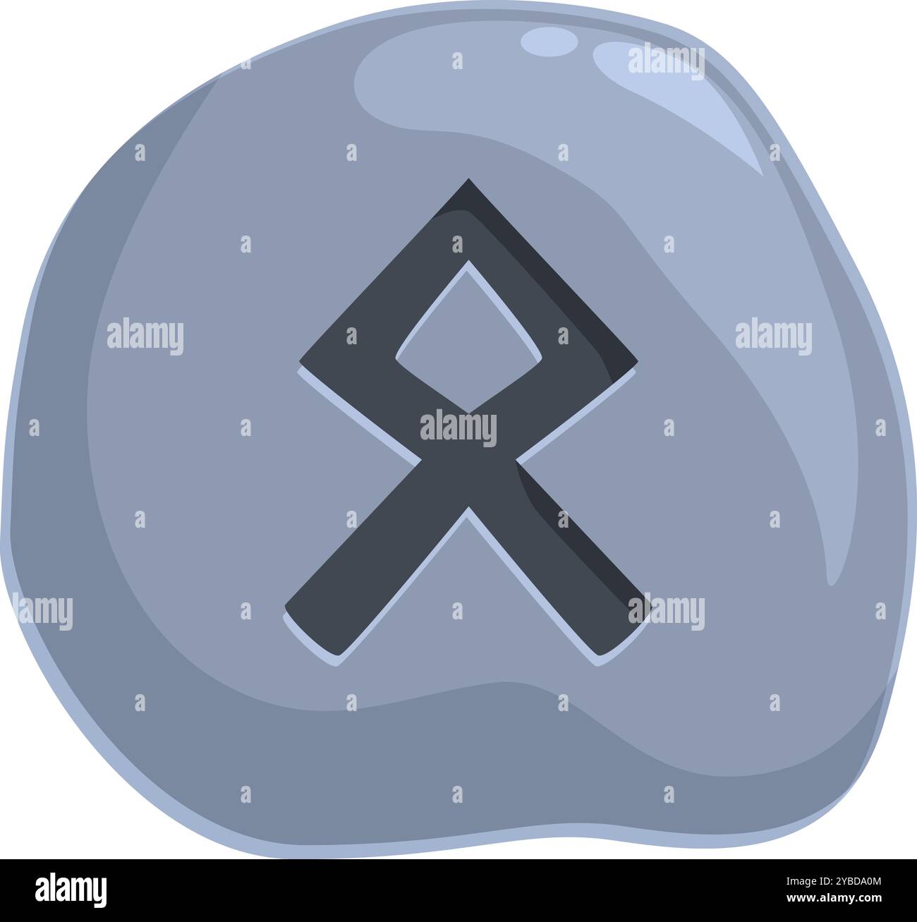 Bind rune symbol carved on a grey stone representing protection ...