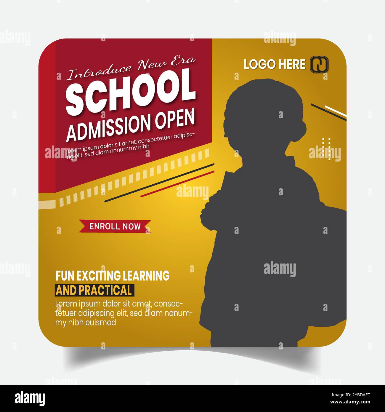 Kids School Creative Social Media Post Design Layout Stock Vector Image ...
