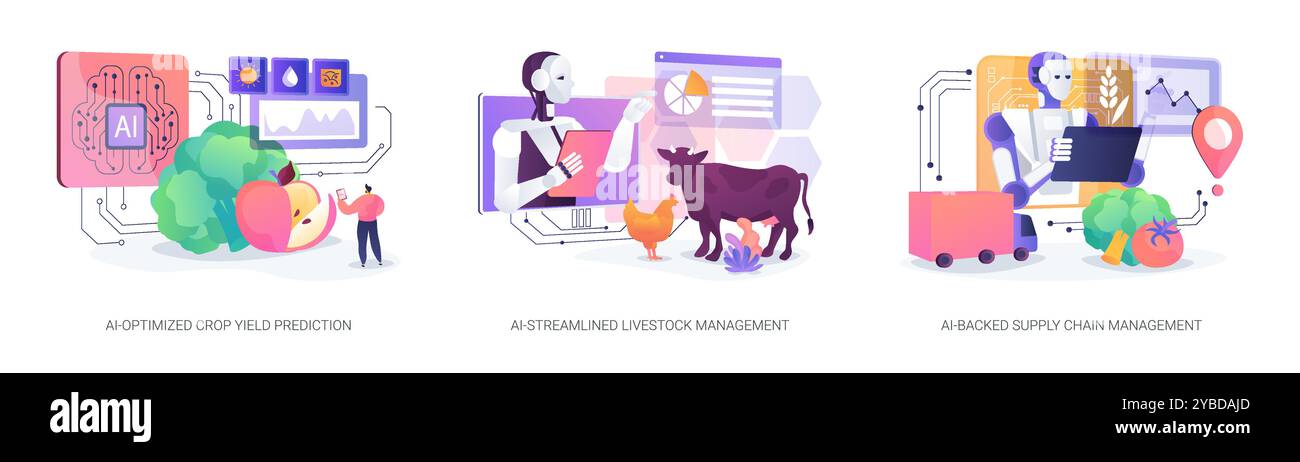 AI in modern farming abstract concept vector illustrations Stock Vector ...