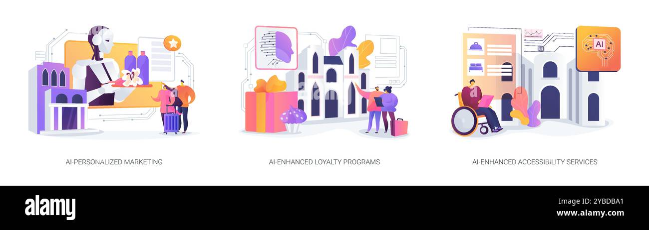 AI in Hospitality industry abstract concept vector illustrations Stock ...