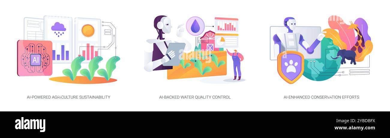 AI for Environmental protection abstract concept vector illustrations ...