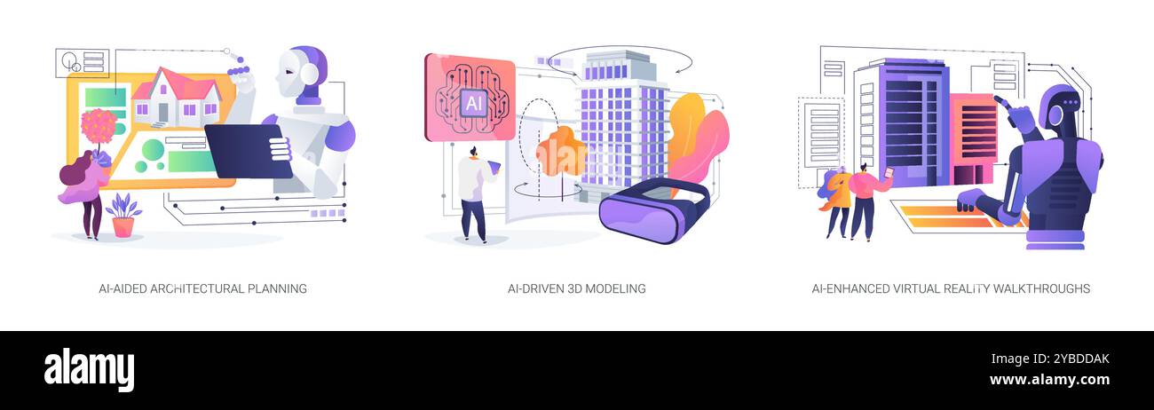 AI in Architecture abstract concept vector illustrations Stock Vector ...