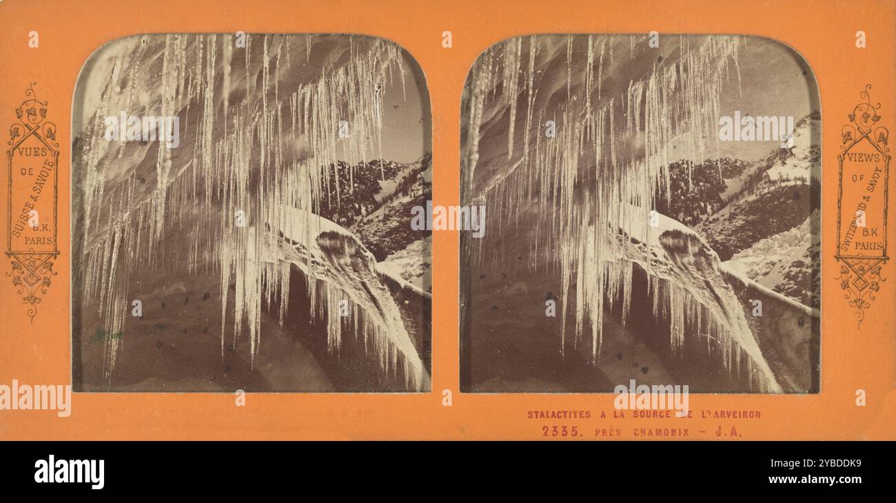 Stalactites a la Source de l'Arveiron pres Chamonix, 1860s Stock Photo ...