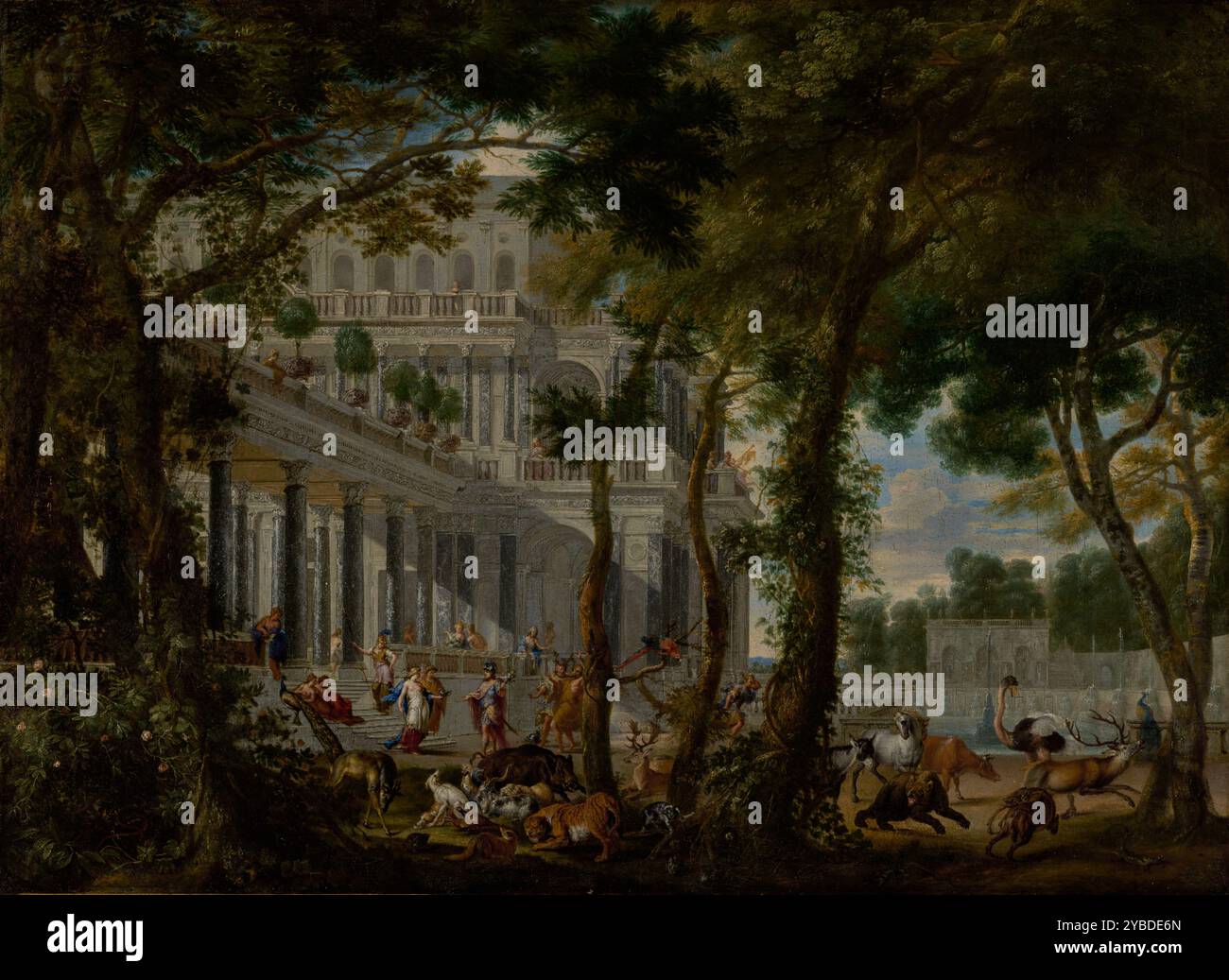 Ulysses at the Palace of Circe, 1667. Behind a grove of trees, a ...