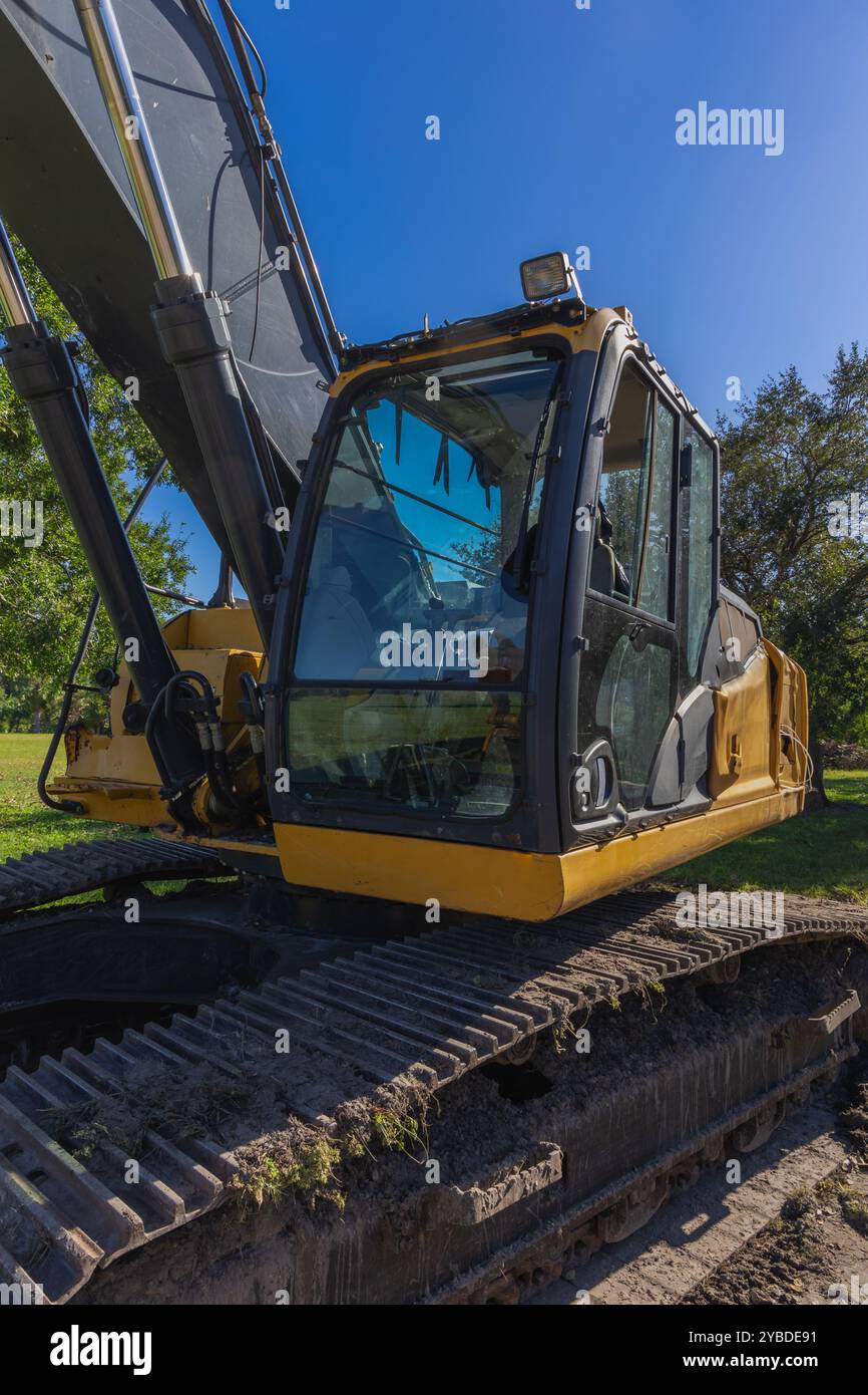 Heavy machine for excavation in construction site. Hydraulic machinery ...