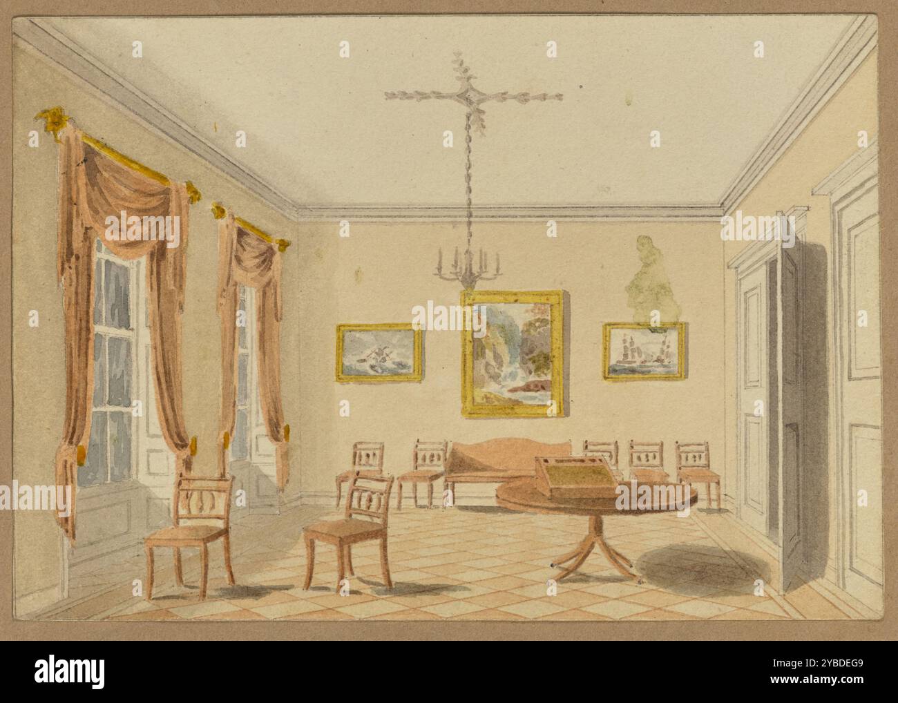 [Drawing Room], mid-19th century. Additional Info: Painting of a ...