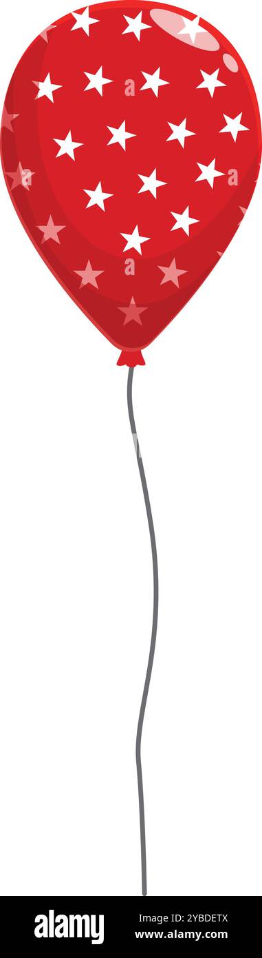 Single red balloon with white stars floating on white background Stock ...