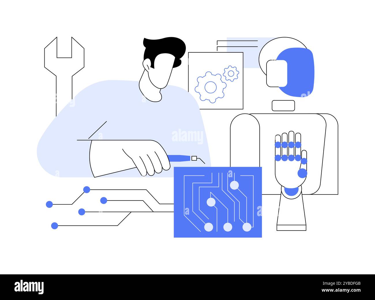 Robot electronics assembly isolated cartoon vector illustrations Stock ...