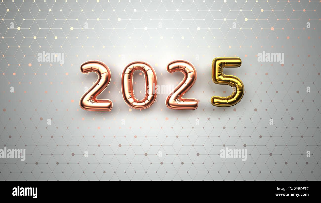 Golden Numbers 2025 Futuristic Wallpaper. 3D illustration. 3D ...