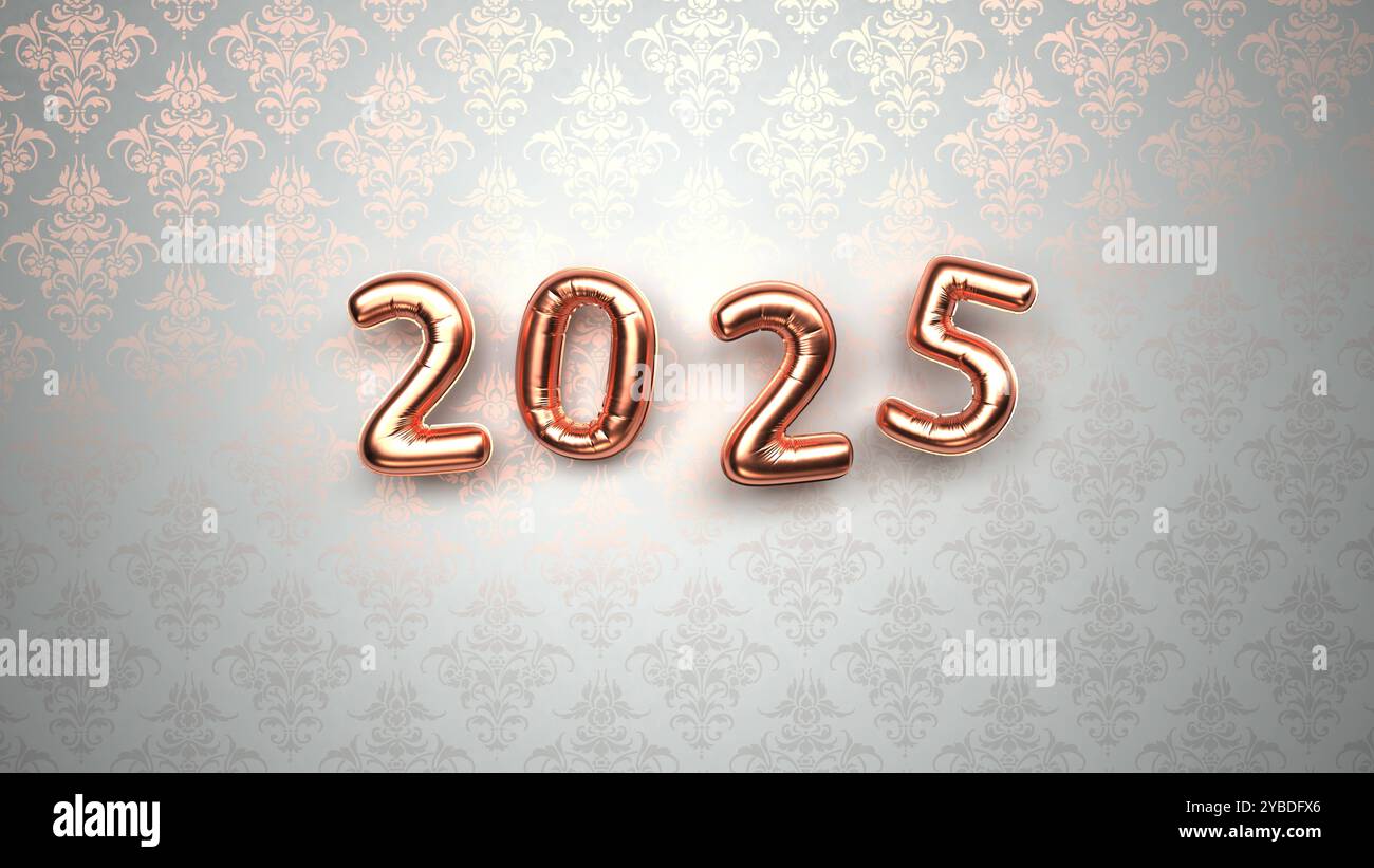 Golden Numbers 2025 Futuristic Wallpaper. 3D illustration. 3D ...