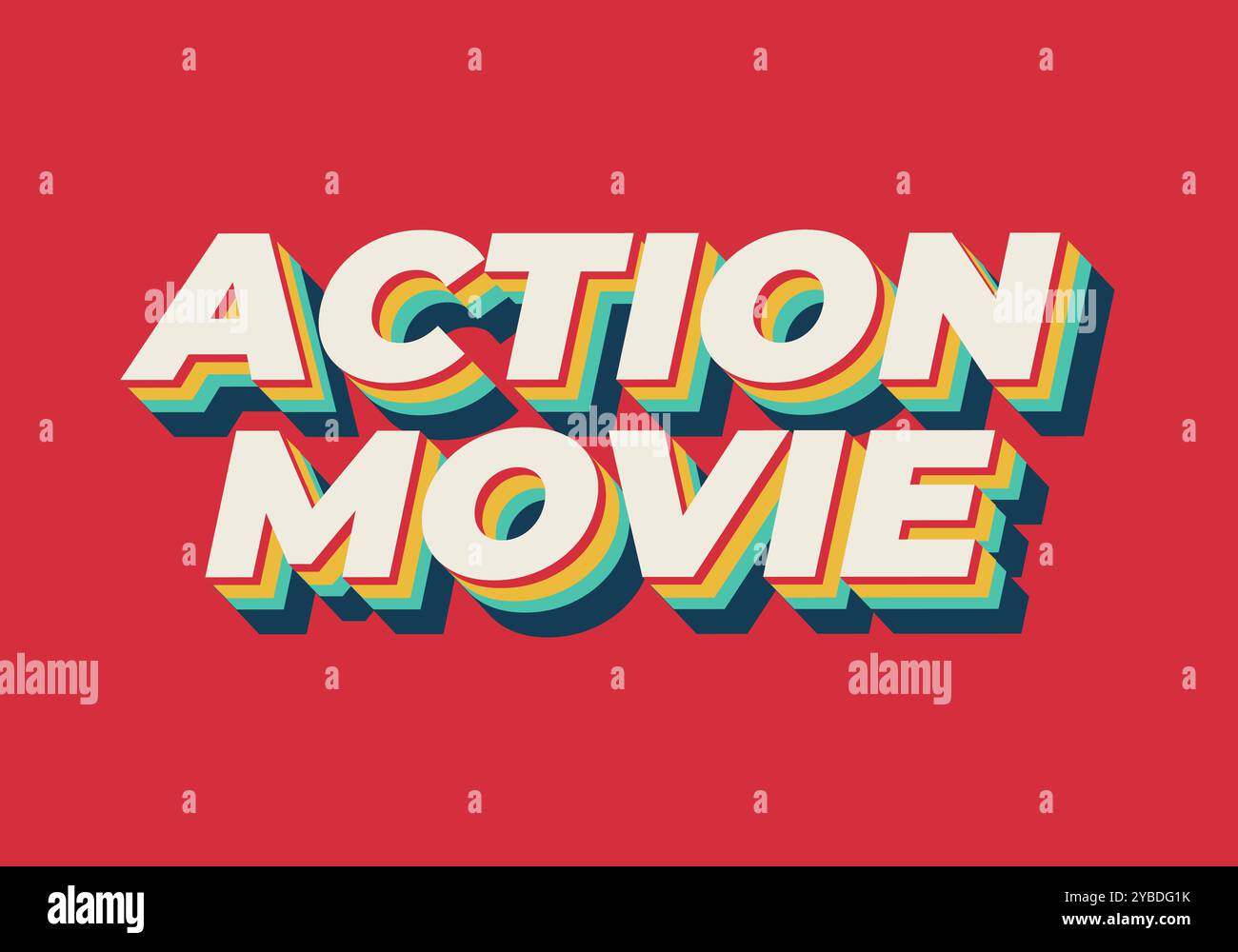 Action movie. Text effect design in 3D look with modern colors Stock ...