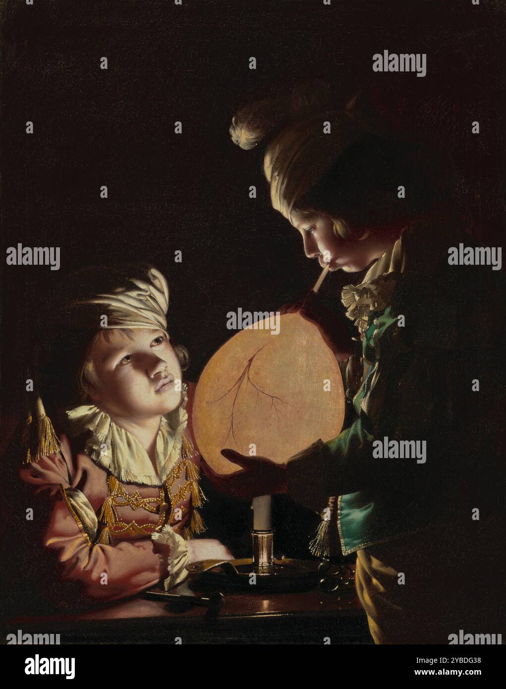 Two Boys with a Bladder, 1767. The painting depicts two young boys ...