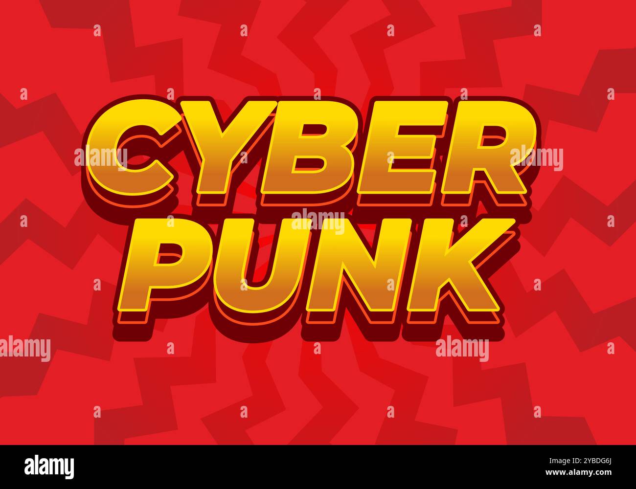 Cyber punk. Text effect design in bold fonts with 3D style Stock Vector ...