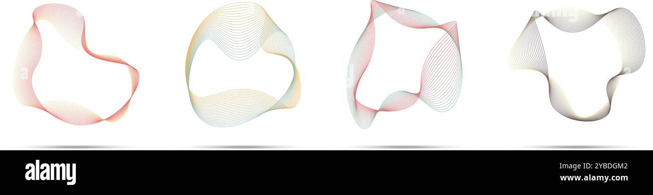 colorful flowing wavy lines circle rings set. Vector illustration Stock ...