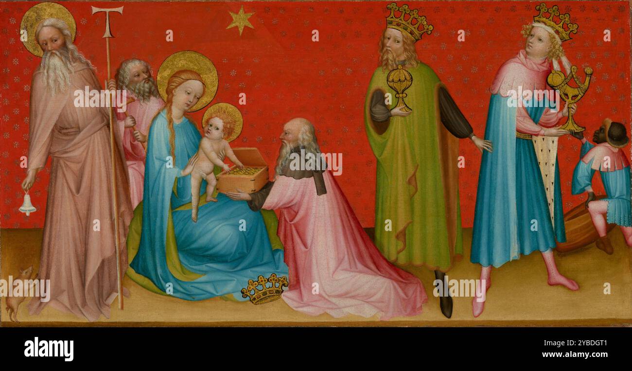 The Adoration of the Magi with Saint Anthony Abbot, about 1410-1420. Additional Info: Against a ...