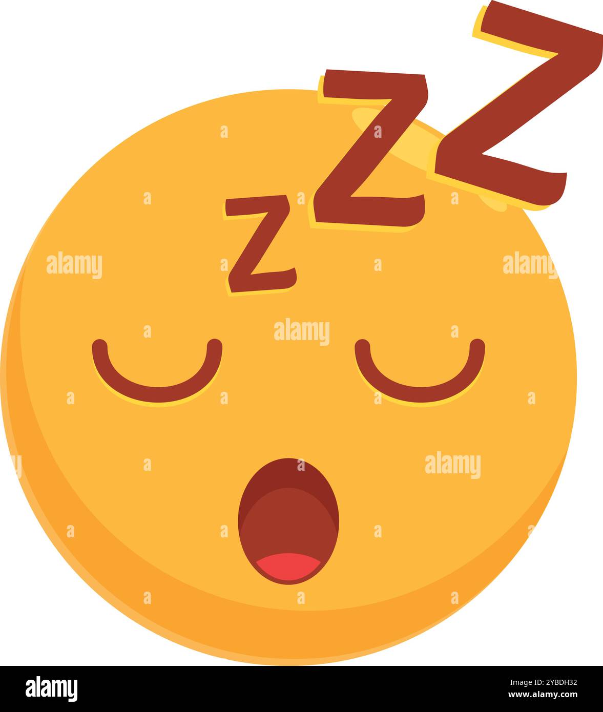 Yellow emoji falling asleep with closed eyes and open mouth Stock ...