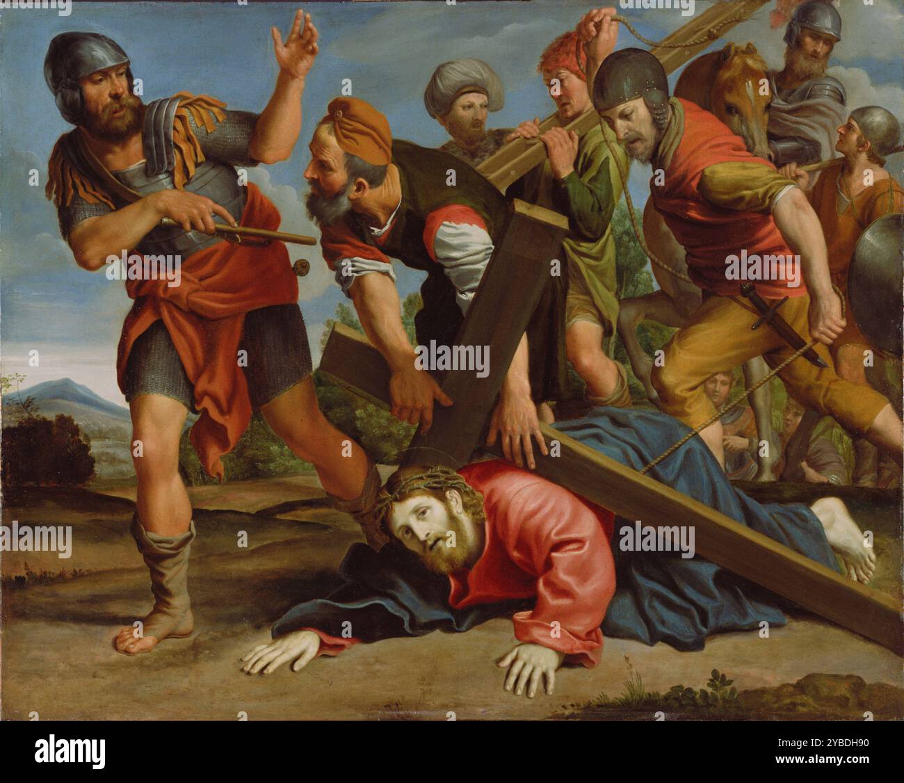 Painting of jesus falling with cross hi-res stock photography and ...