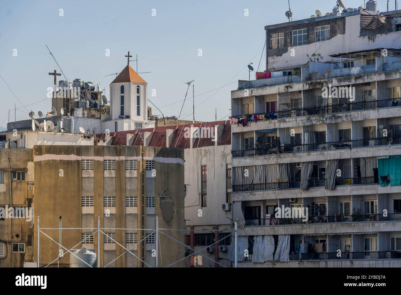The facade of the building and Lebanese architecture at Beirut downtown ...