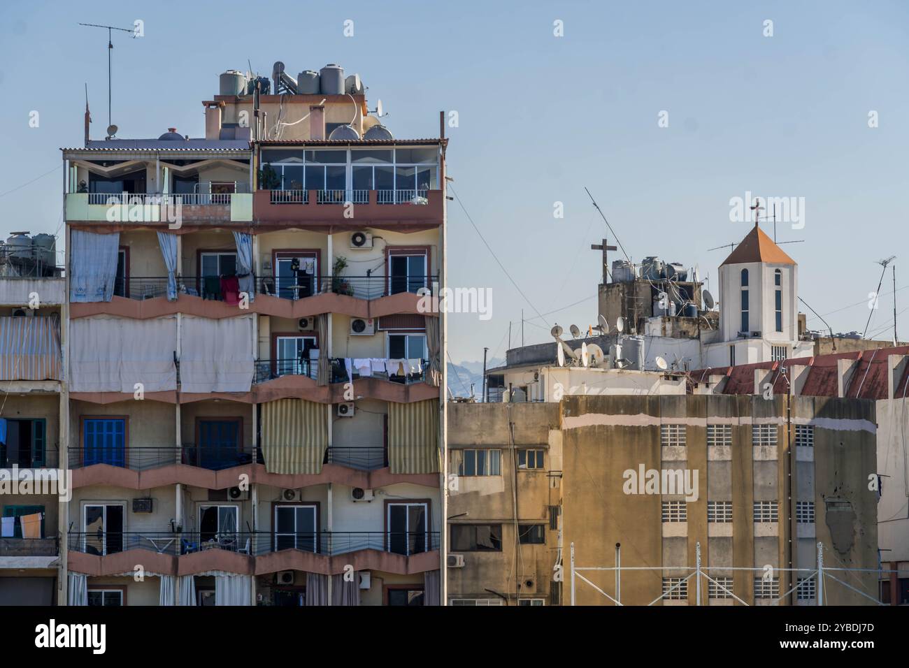 The facade of the building and Lebanese architecture at Beirut downtown ...