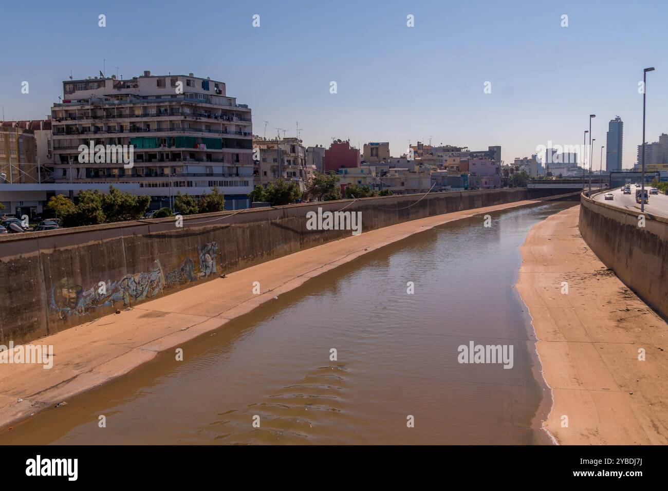 Beirut River in the neighborhoods of eastern Beirut, the capital of ...
