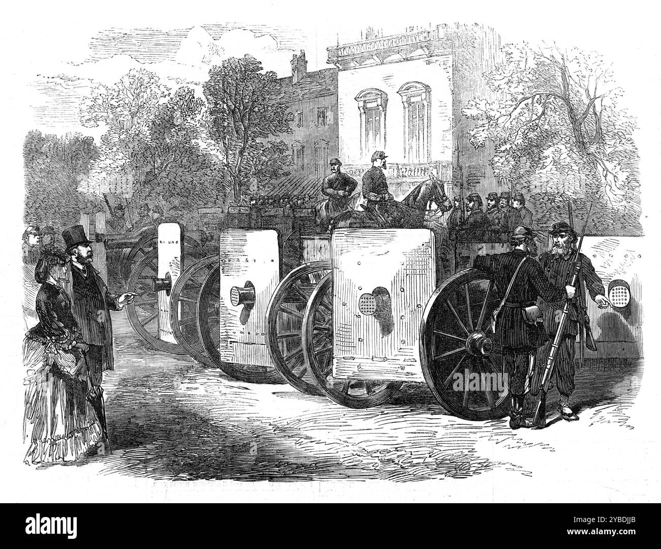 The French Siege of Paris: mitrailleuse with shields, 1871. 'The trench ...