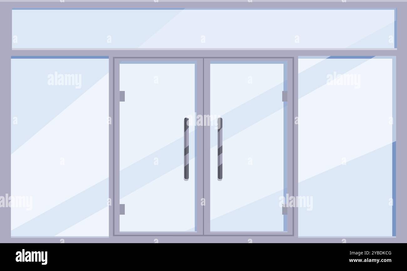 Modern empty shop entrance with glass doors and large windows, perfect ...