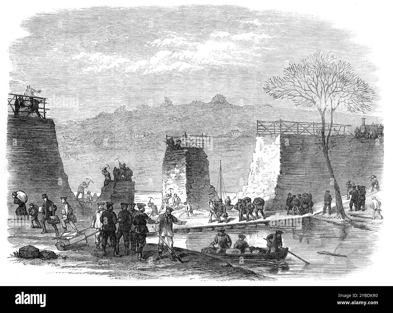 A break in the railway at Pontoise, [France], 1871. Franco-Prussian War ...