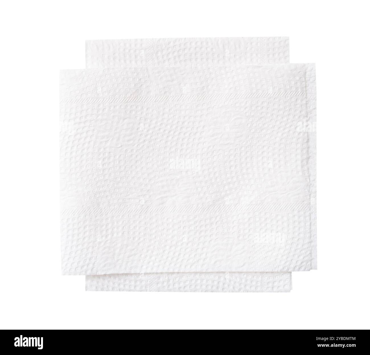 Top view of two folded white tissue paper in stack is isolated on white ...