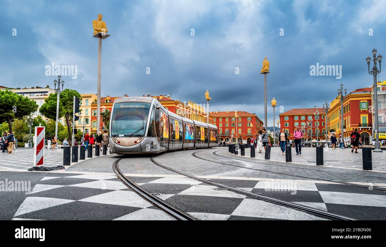 Nice, France: Tram in the Place Massena Stock Photo - Alamy