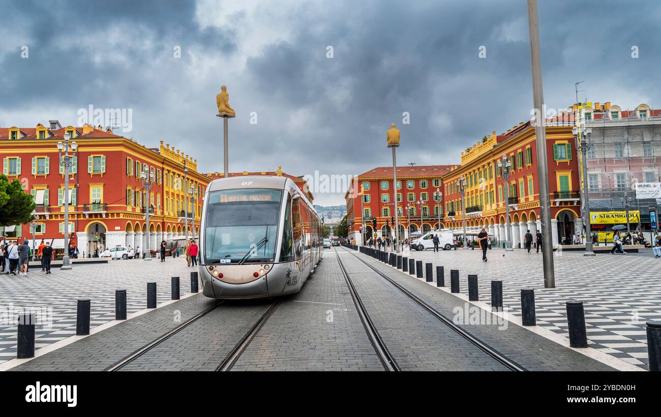 Nice, France: Tram in the Place Massena Stock Photo - Alamy