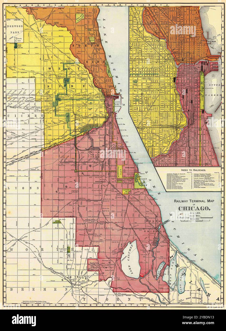 Vintage Detailed Chicago City Map Printable Download Travel Poster ...